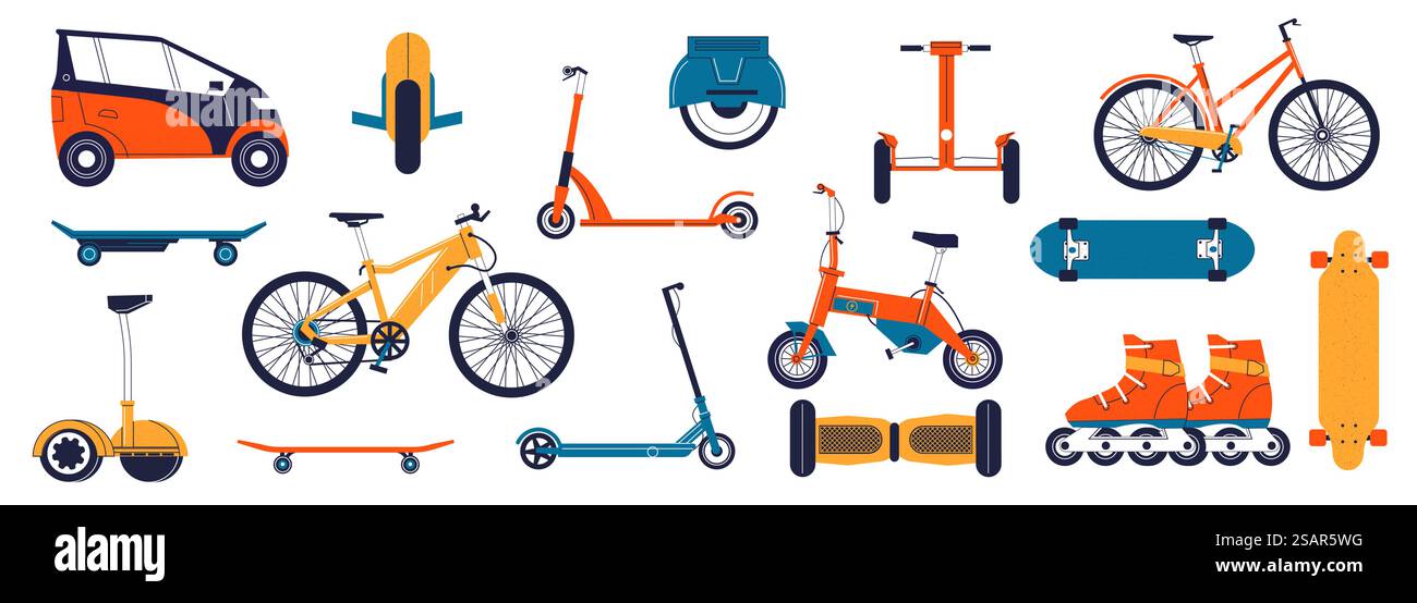 Light transport. Cartoon personal small transportation vehicles ...