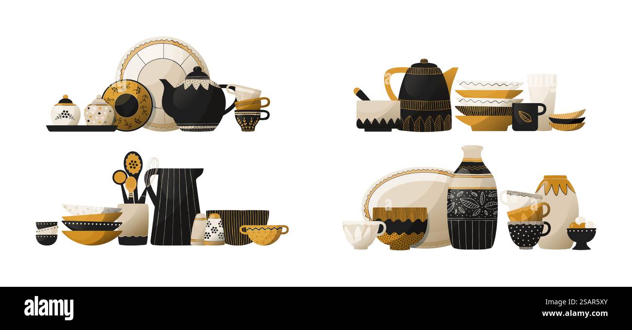 Ceramic plate composition Stock Vector Images - Alamy