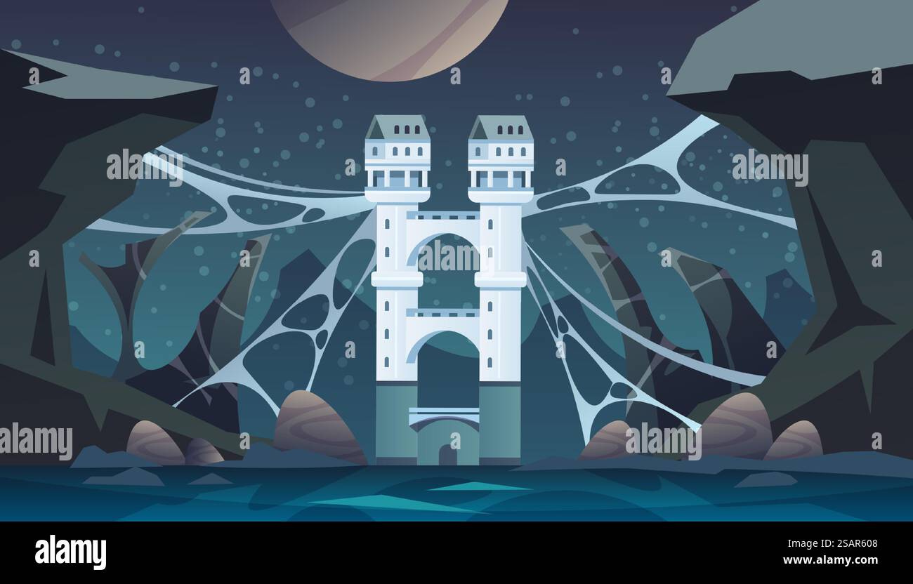 Panorama medieval bridge gate Stock Vector Images - Alamy