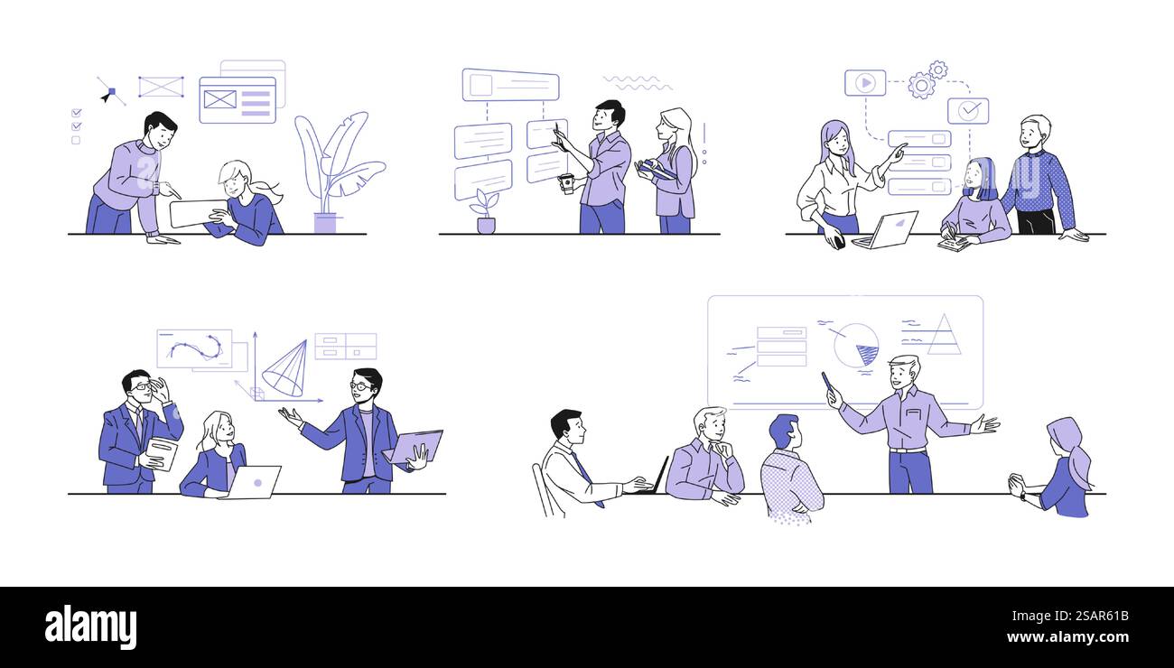 Business training. Educational courses for businessman. Cartoon people ...