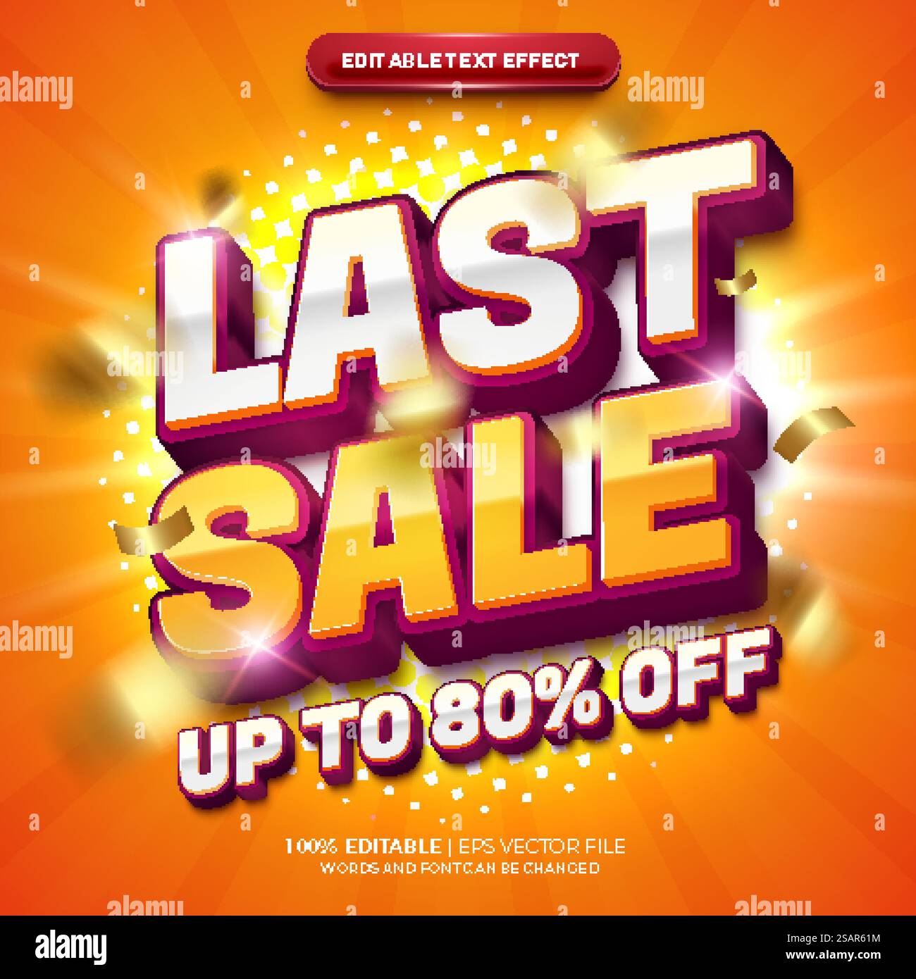 Last sale promo modern orange bold 3d editable text effect Stock Vector ...