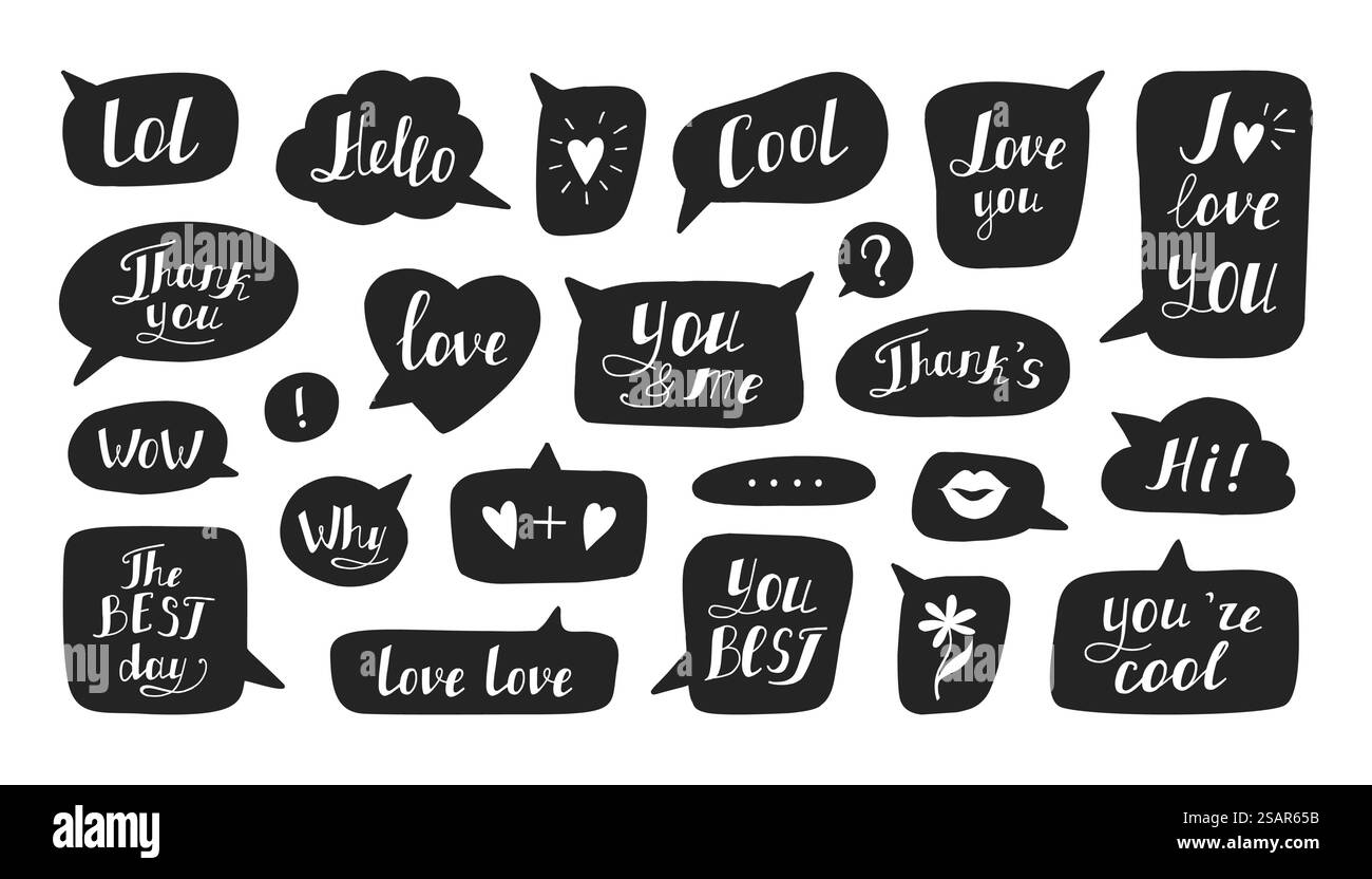 Hand drawn social media sticker Black and White Stock Photos & Images ...