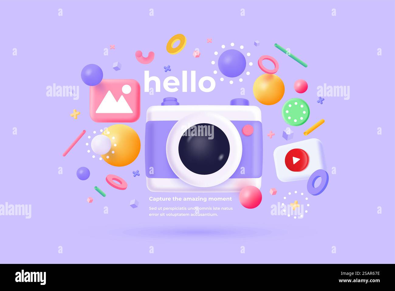 3d minimal photo camera on pastel background with shadow. 3d simple ...