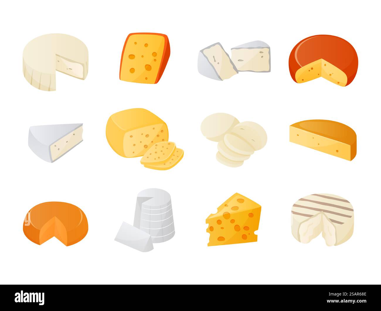 Cheese. Cartoon milk products pieces. Gourmet dairy food set. Dor blue ...