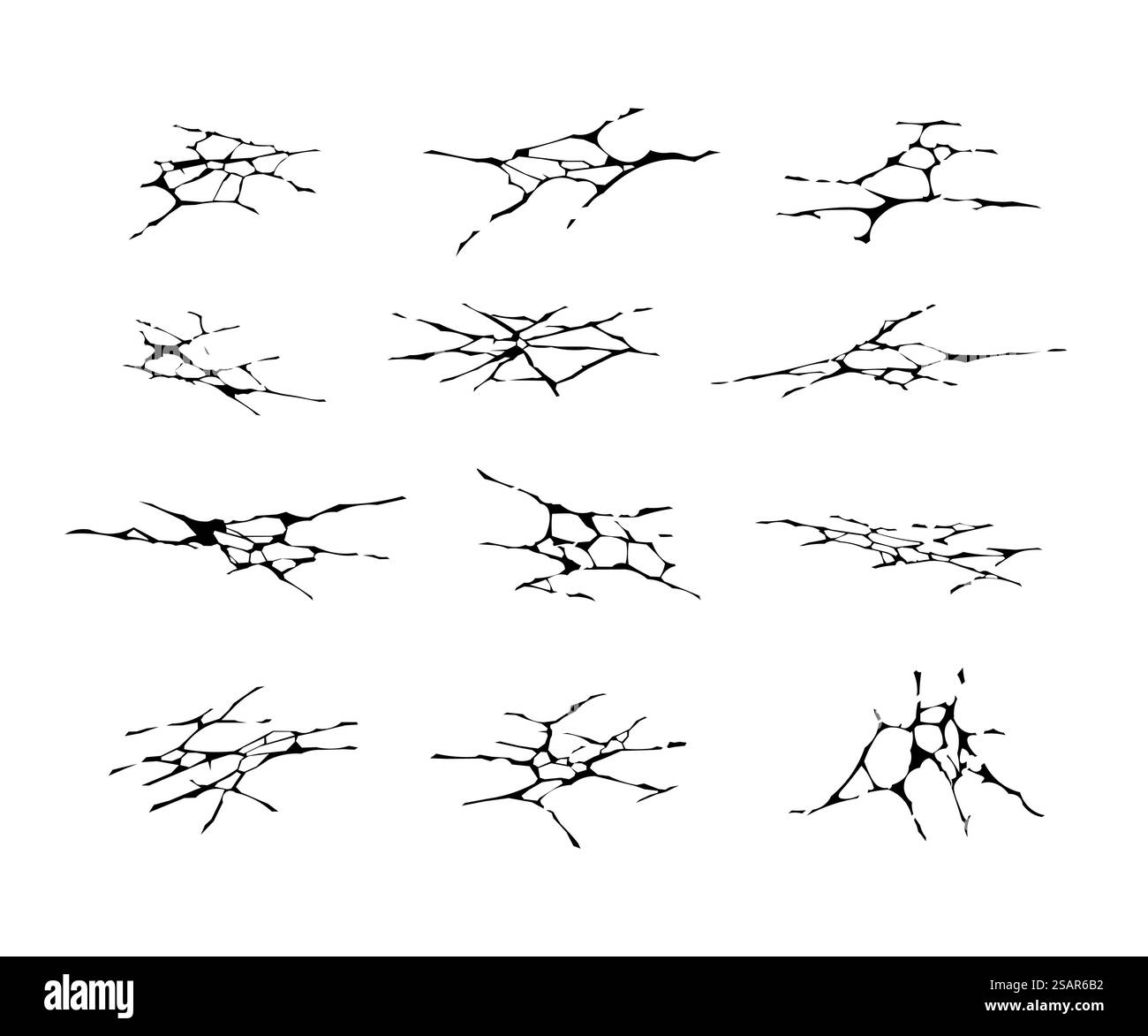 Floor crack. Cartoon earthquake ground holes. Land fractures and canyon ...