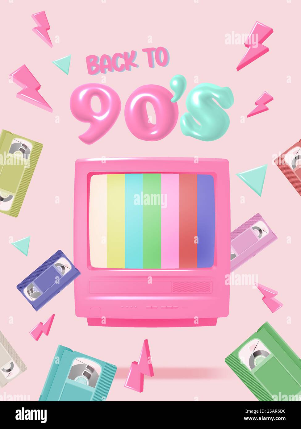 TV and VHS tapes in mood of 90’s nostalgia realistic pastel color ...