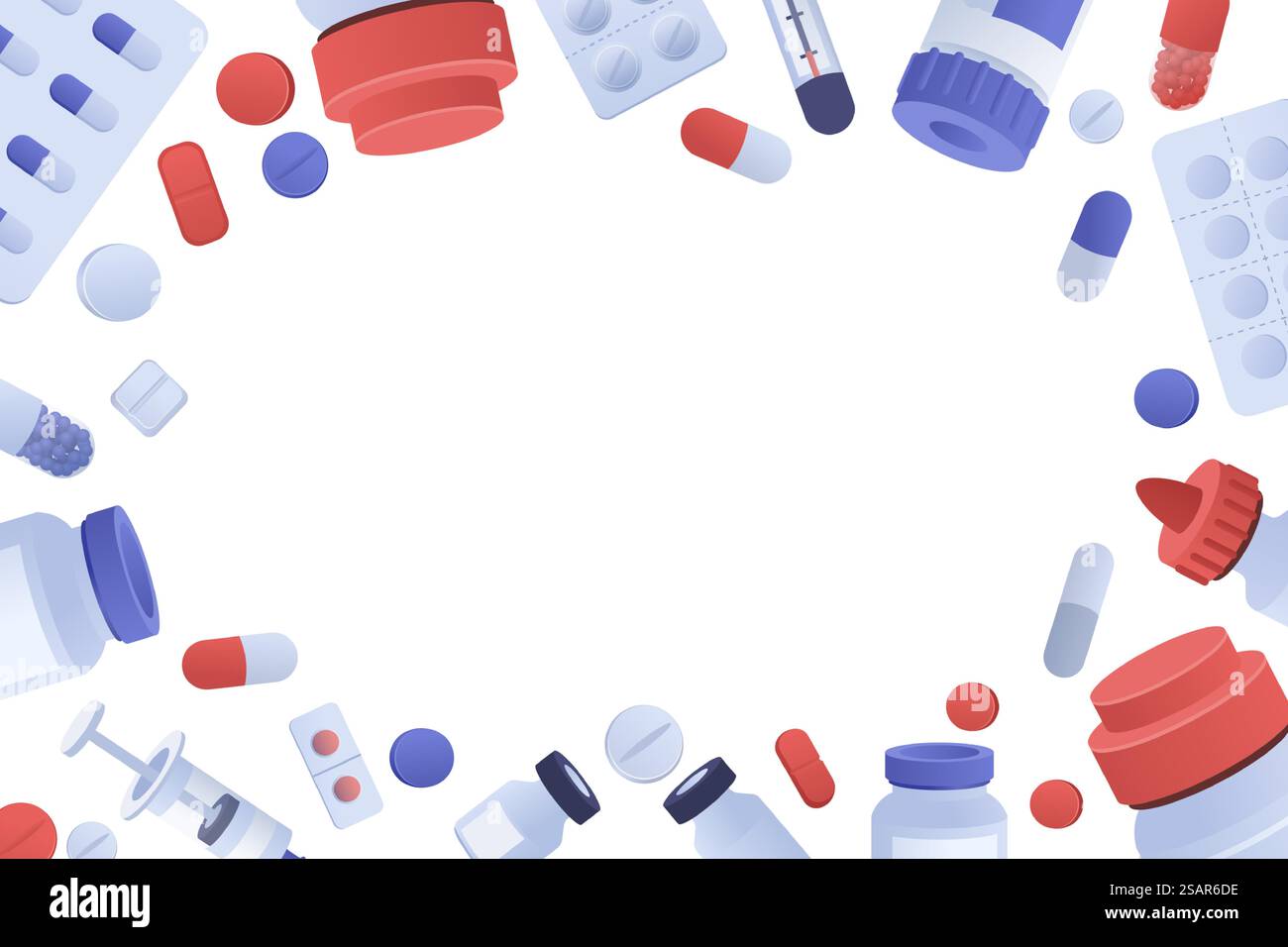 Pills background. Medical pharmacy banner with color tablets and ...