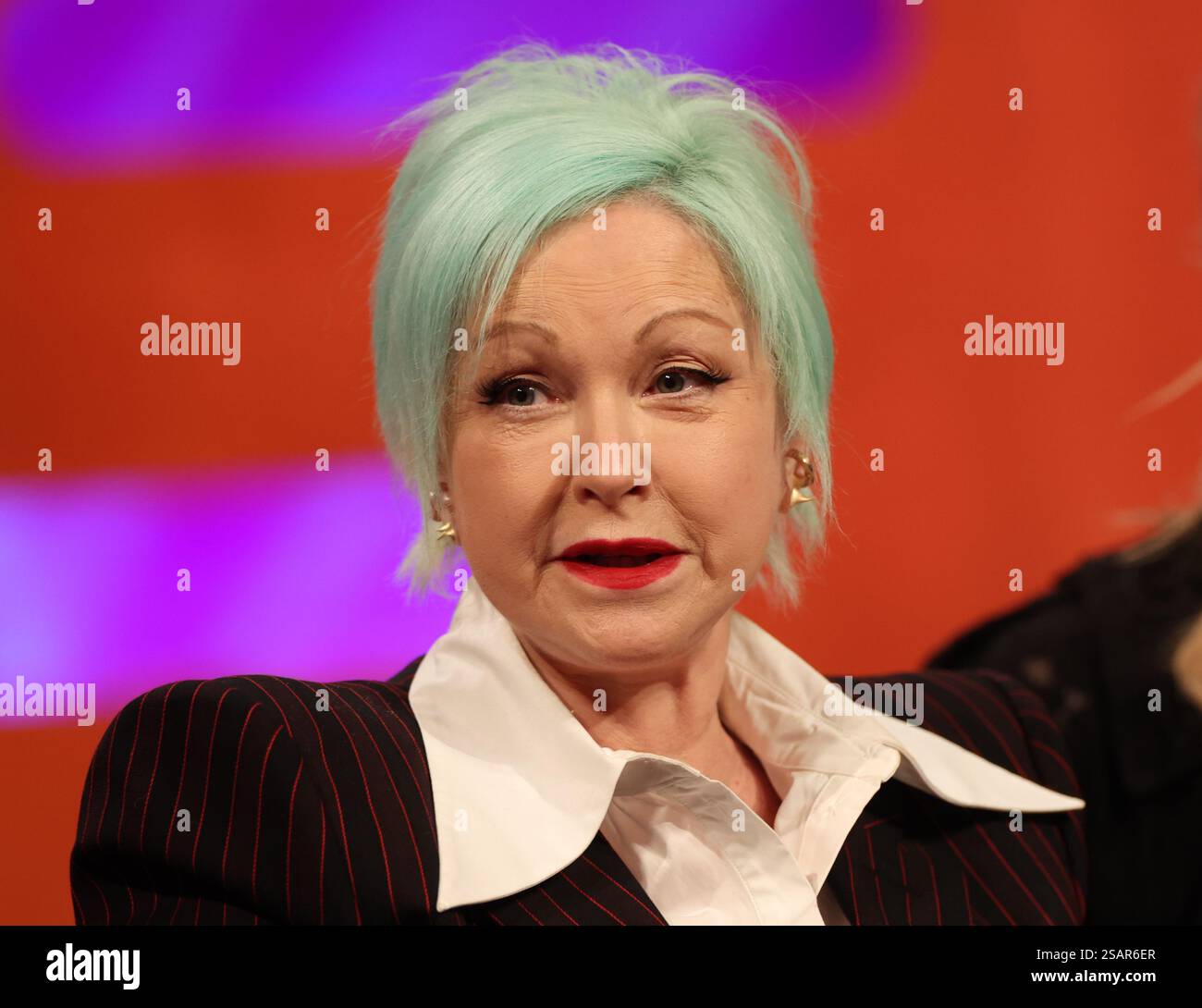 EDITORIAL USE ONLY. Cyndi Lauper during the filming for the Graham ...