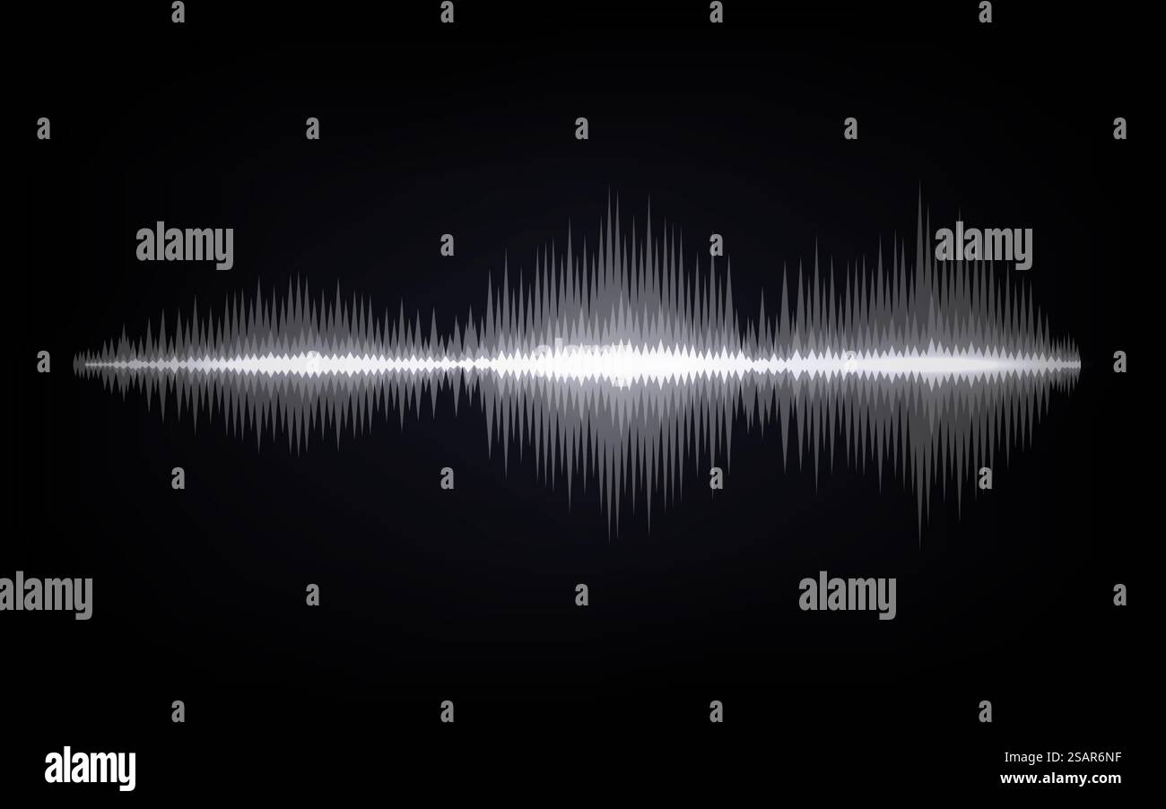 Sound waves. Abstract digital signal. Black and white equalizer ...