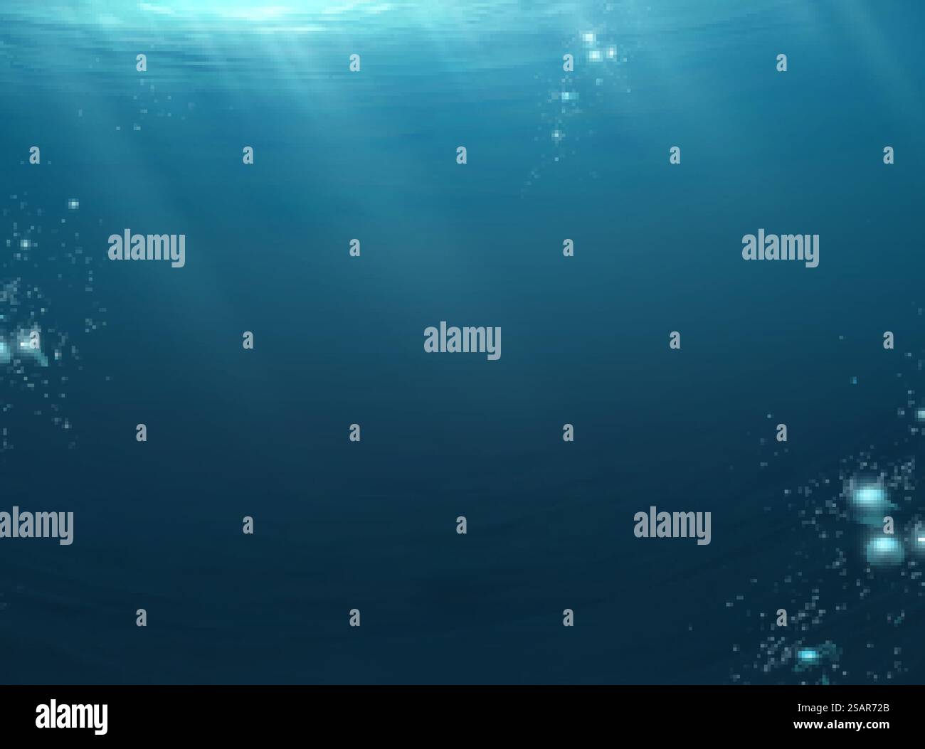 Dark ocean scene with moonlight beaming through water surface and ...