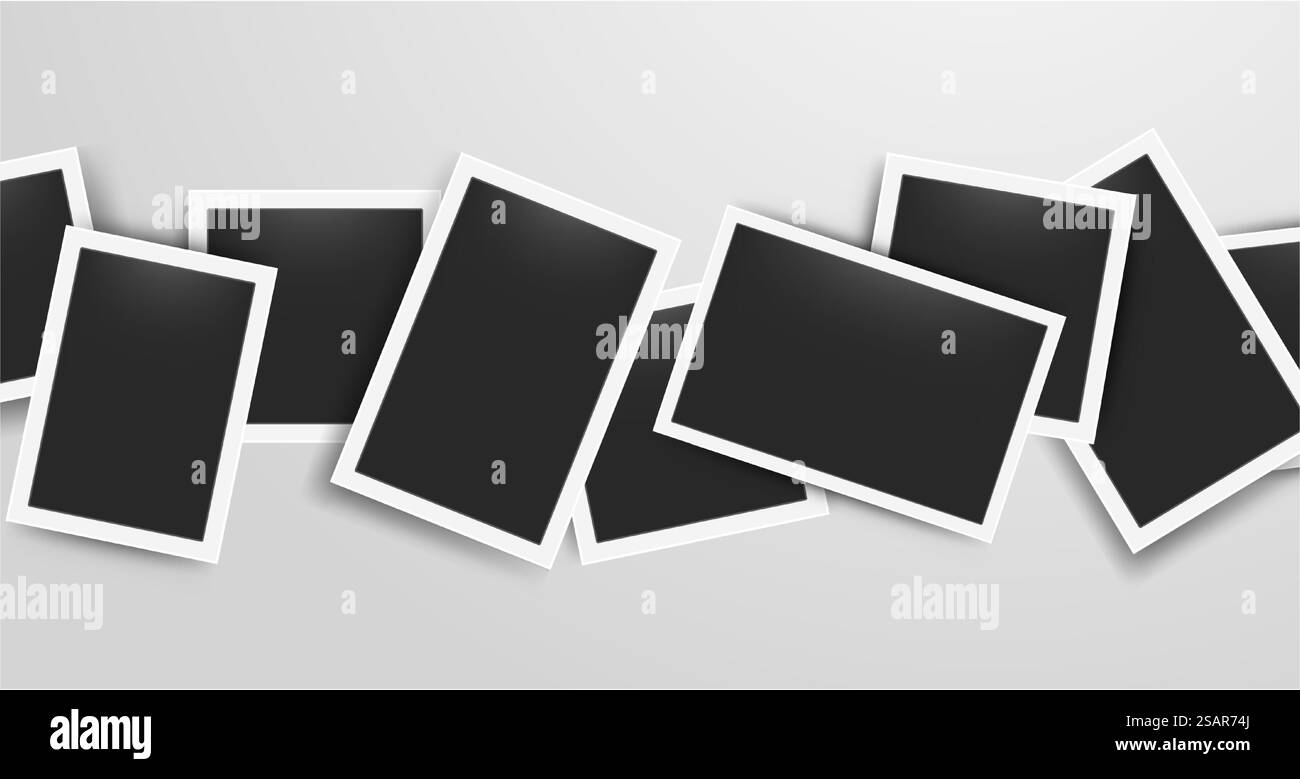 Realistic photo frames collage. Vector retro postcard template. 3D ...