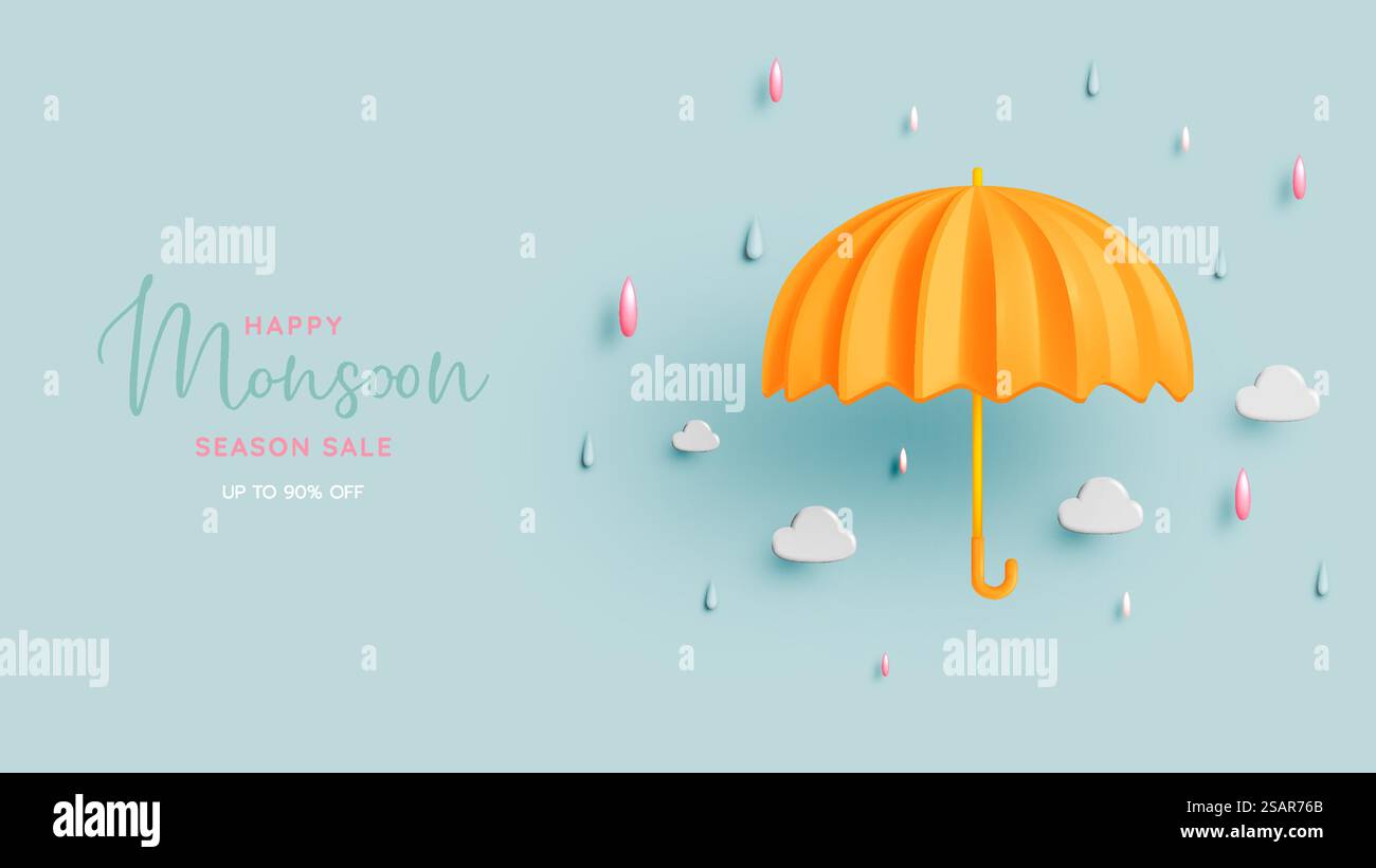 Cute umbrella for monsoon season sale with pastel color scheme and 3d ...