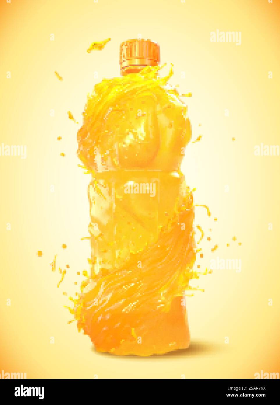 Orange juice in bottle shape in 3d illustration. Orange juice in bottle ...