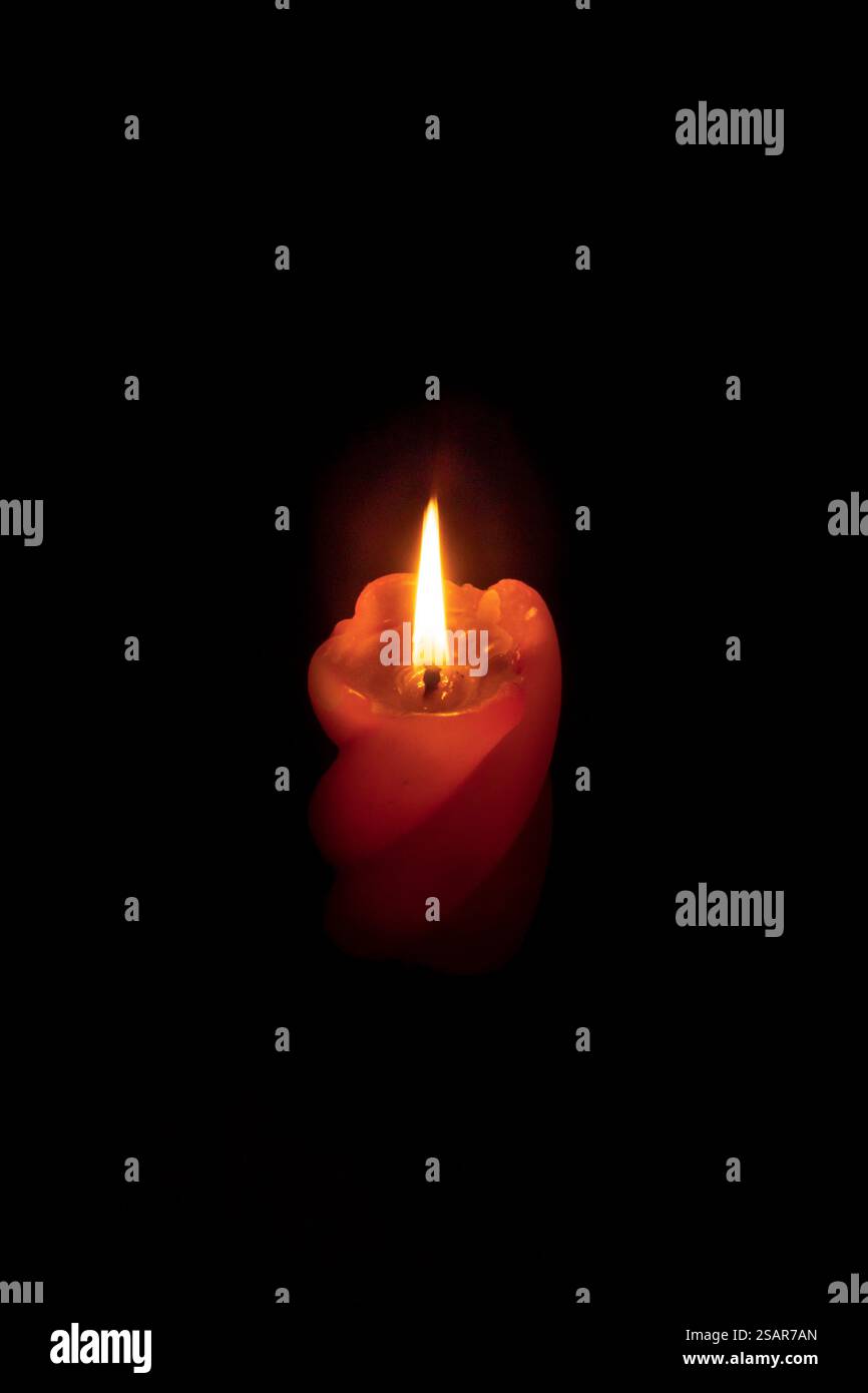 Pink candle flame on black background. Minimal timeline concept Stock ...