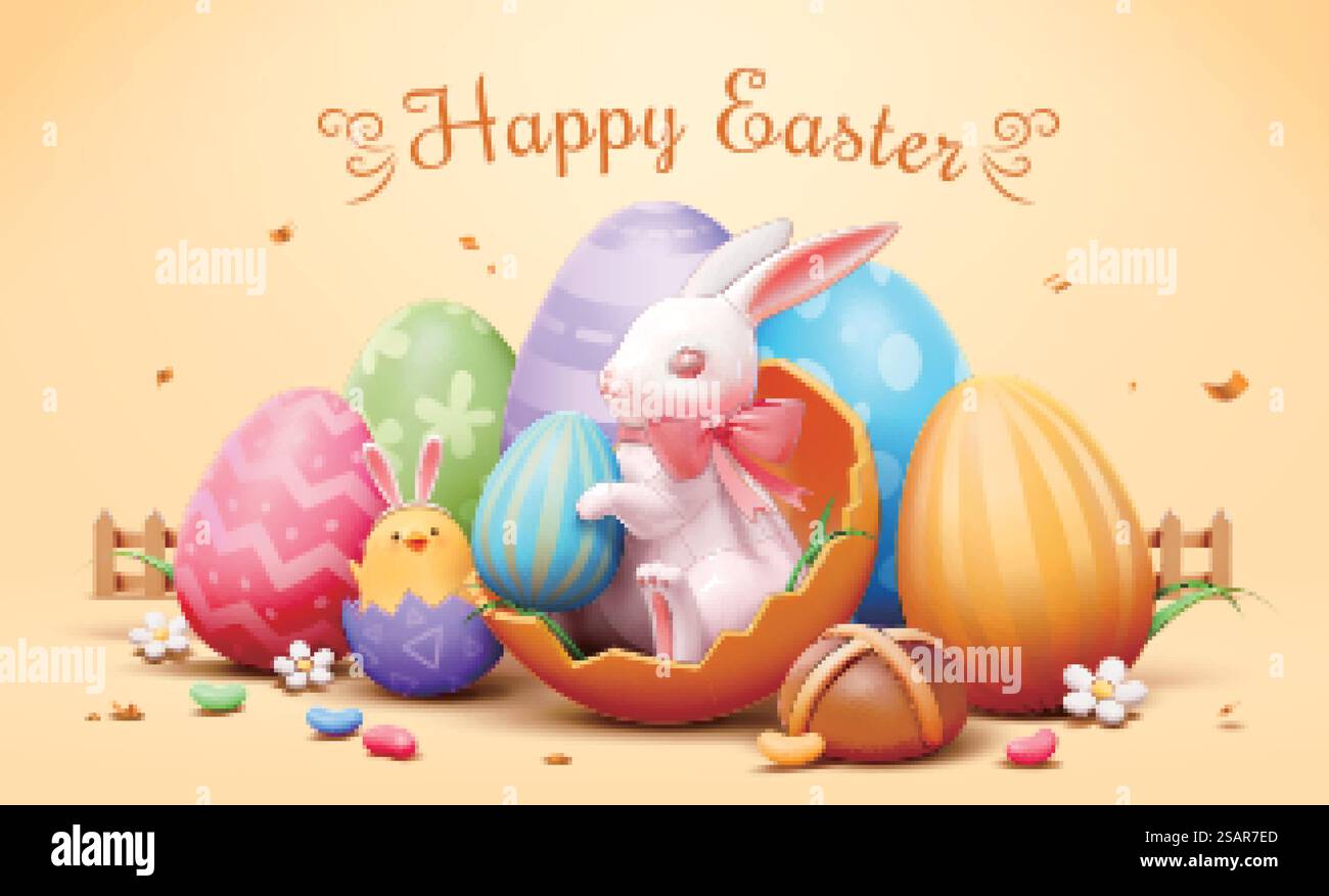 Yellow easter chick decoration Stock Vector Images - Alamy