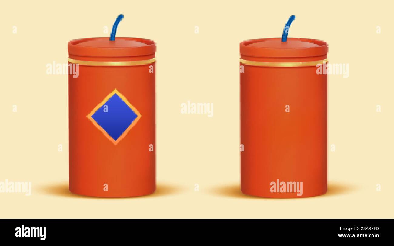 3d rendering realistic Chinese firecrackers isolated on a yellow ...