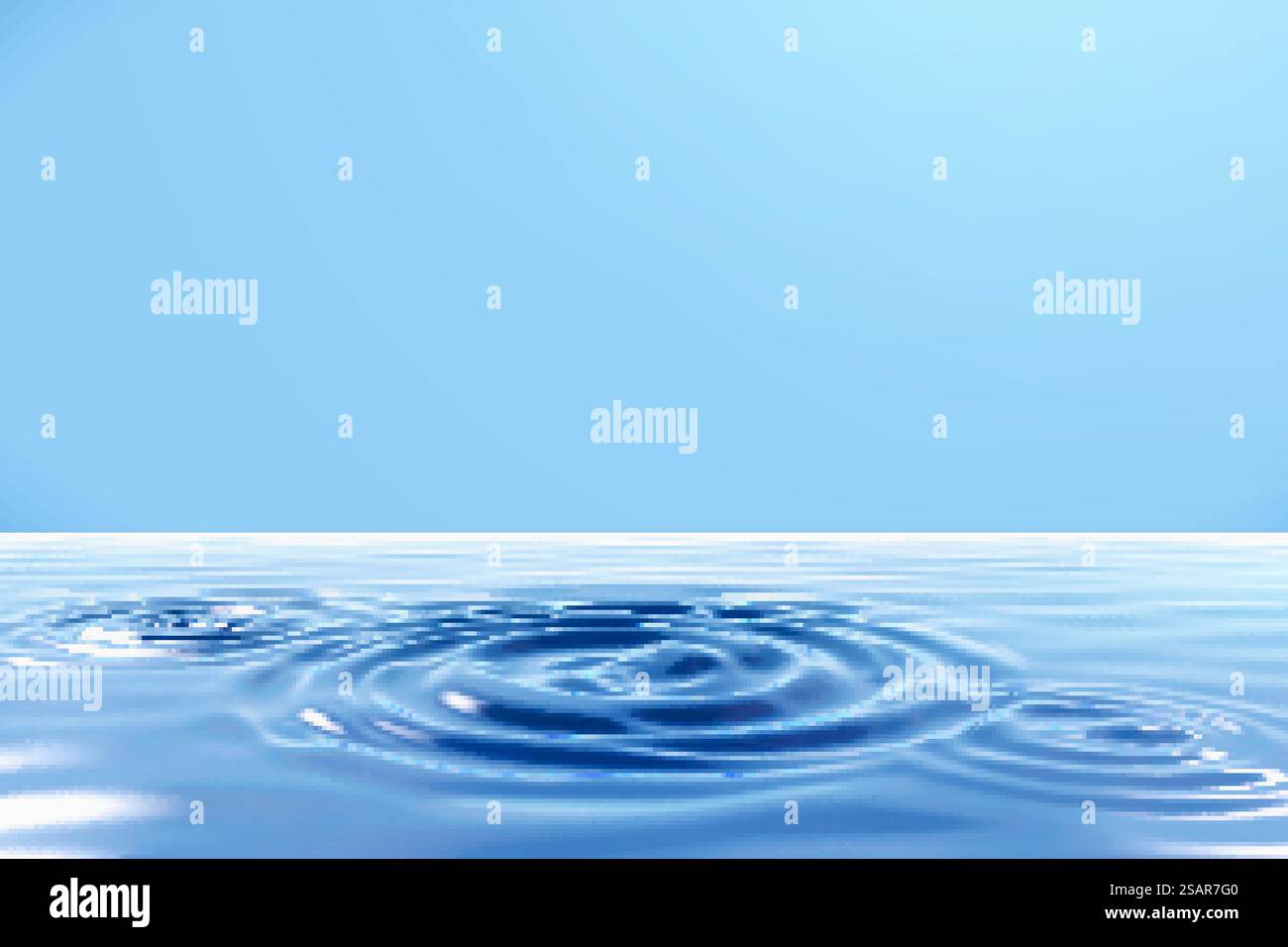 3d blue water ripples background. Illustration of multiple ripples on wavy ocean water. 3d blue ...