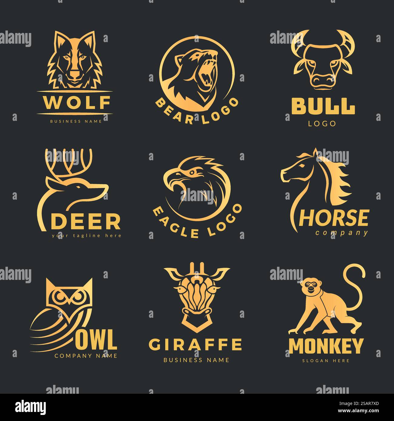 Animals logo. Business identity symbols with stylized pictures of ...