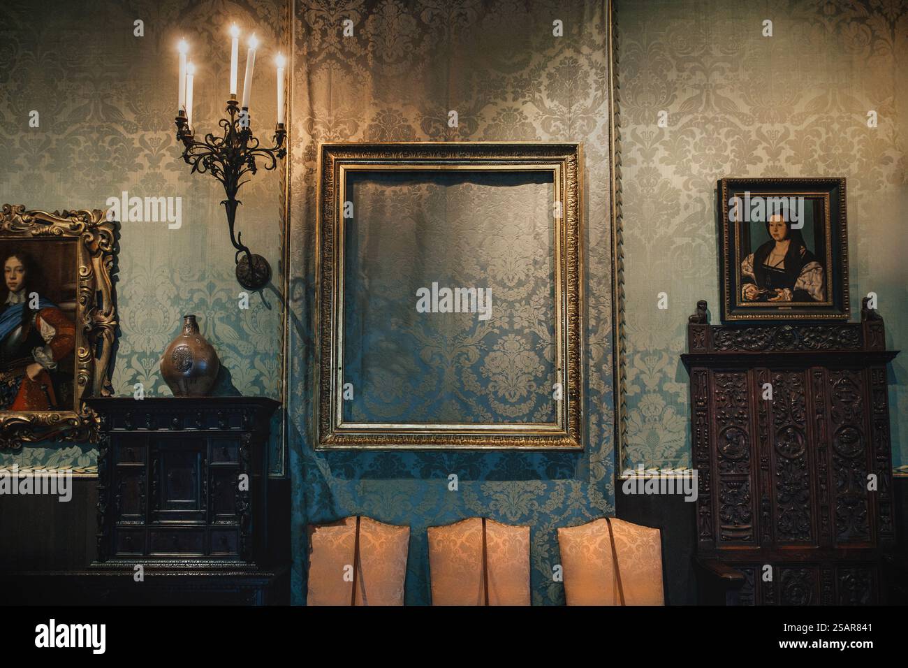 Empty frame of stolen artwork, Lady and Gentleman in Black by Rembrandt ...