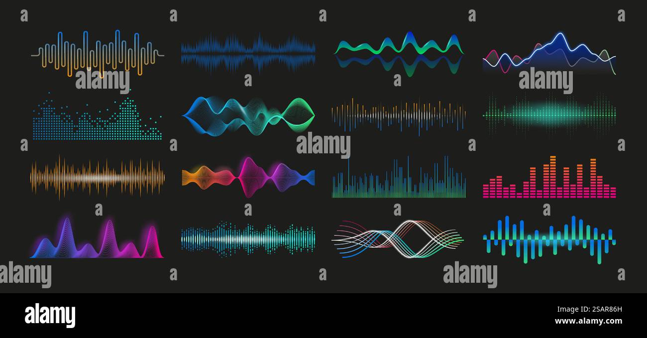 Soundwave. Audio spectrum waveform. Sound frequency and music pulse ...