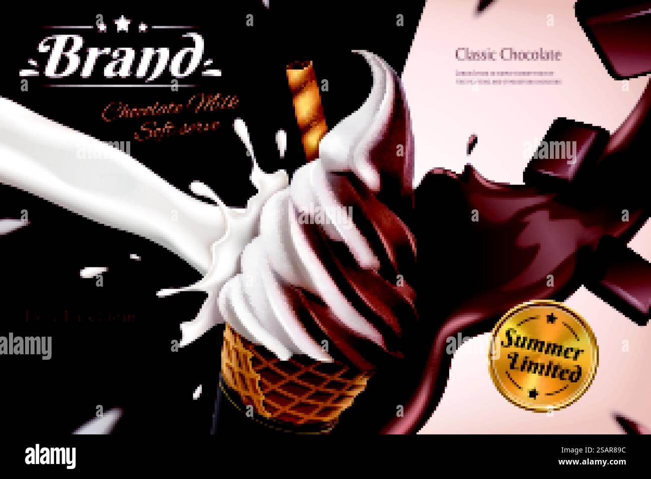 Chocolate soft serve ice cream ads Stock Vector Image & Art - Alamy