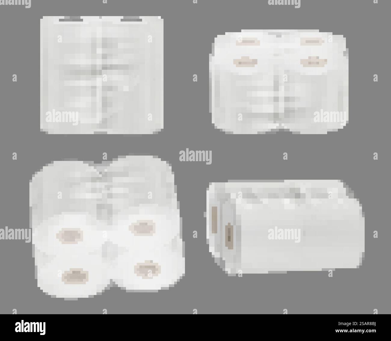 Toilet paper packages. Realistic mockup of paper rolls set of soft hygienic towels in ...