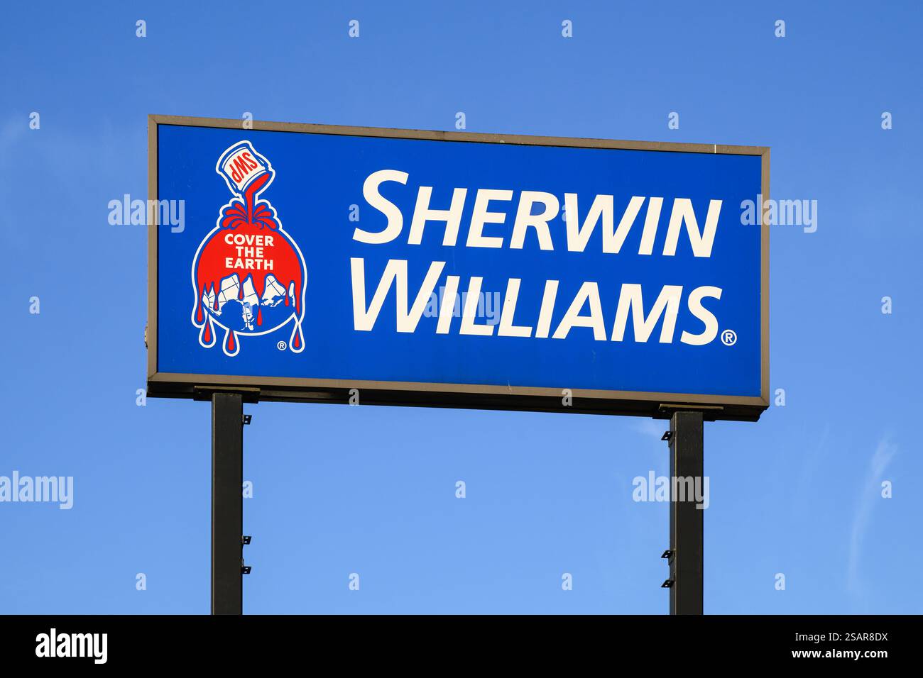 Kenmore, WA, USA - January 26, 2025; Sign with brand logo for Sherwin ...