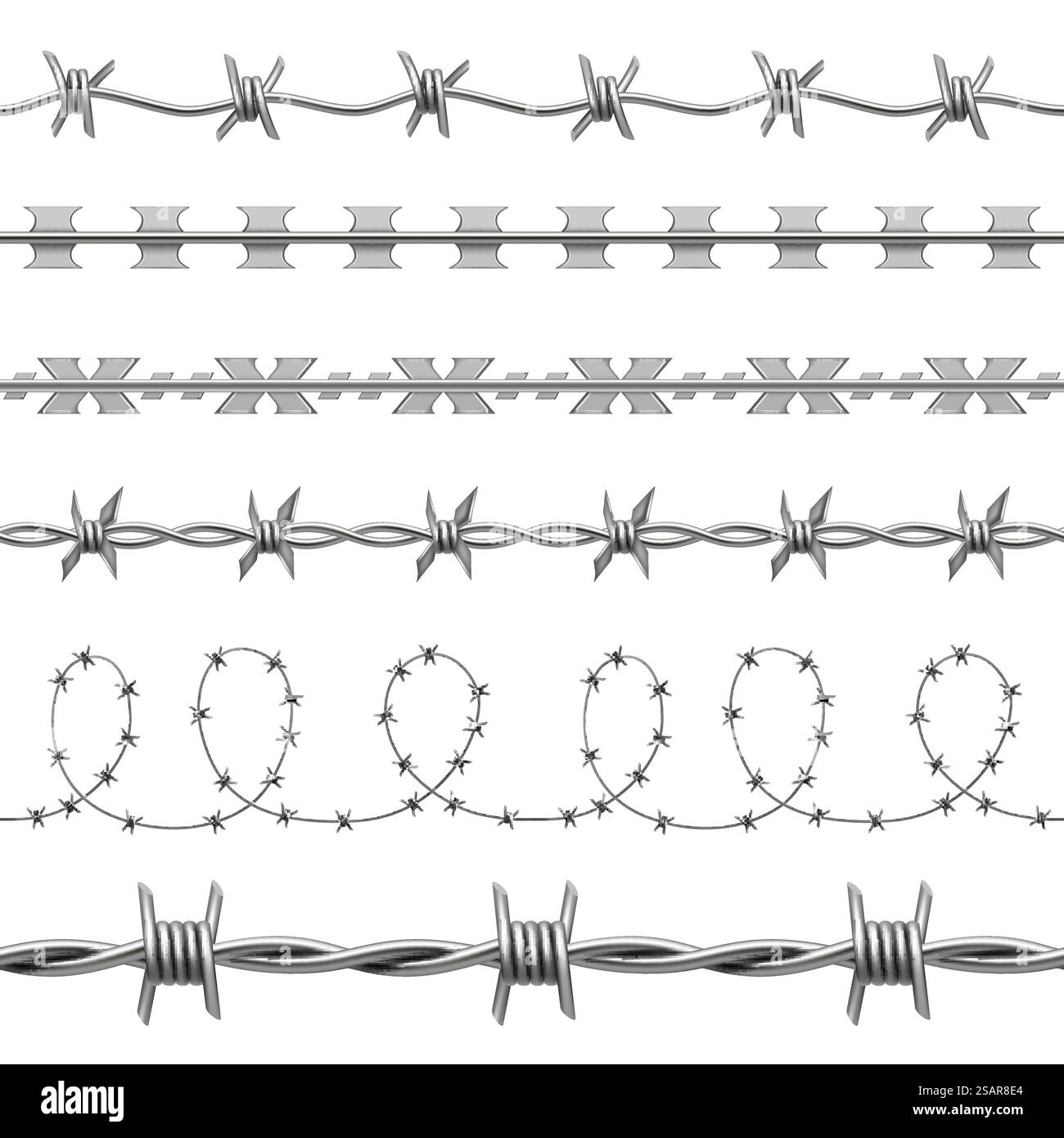 Barbed wire. Steel barriers with thorns decent vector realistic ...