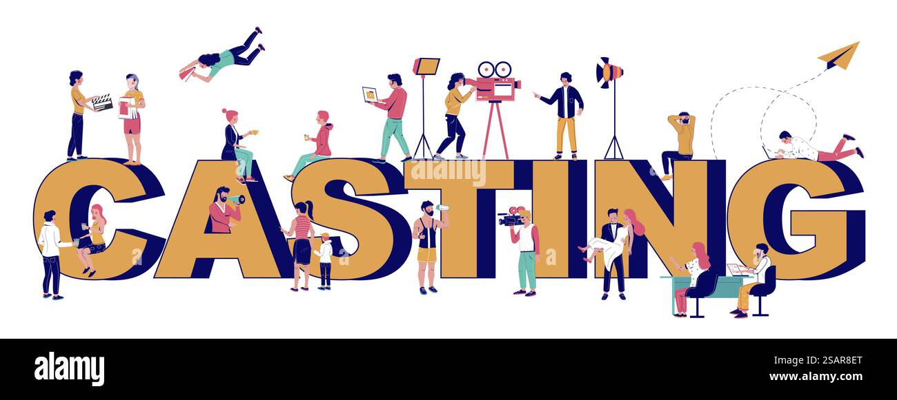 Film casting typography vector banner template casting process for ...