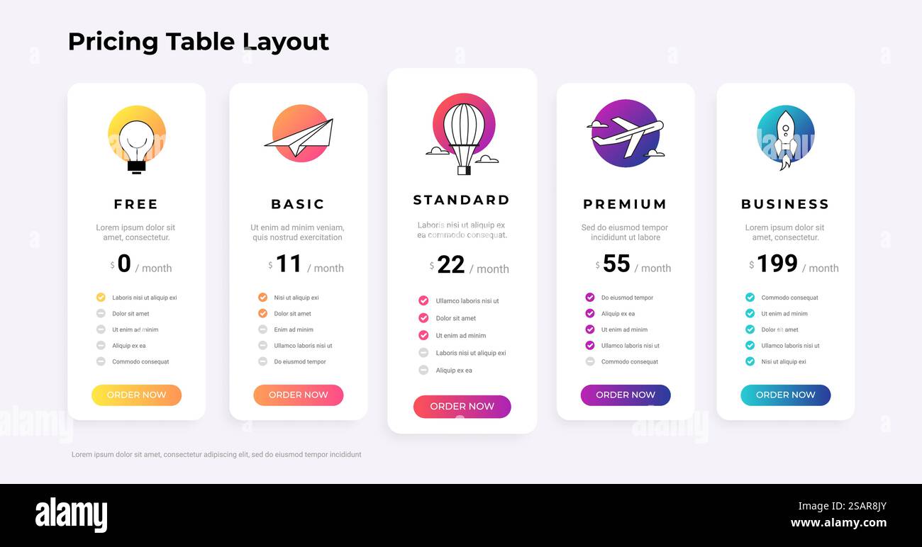 Pricing table. Products comparison chart list. Advertising banner ...