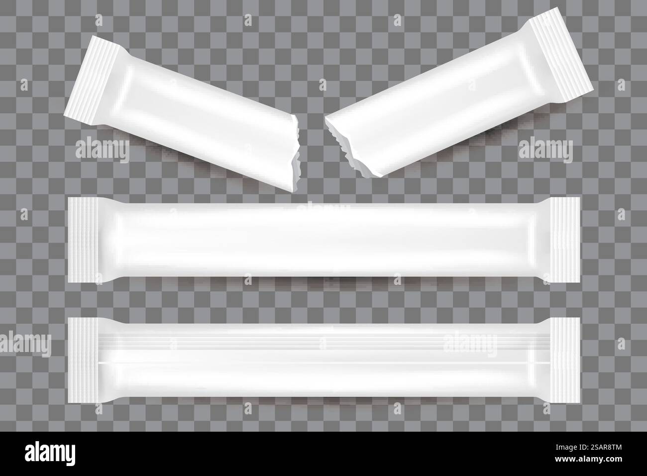 Food stick pack mockup set, vector illustration isolated on transparent ...