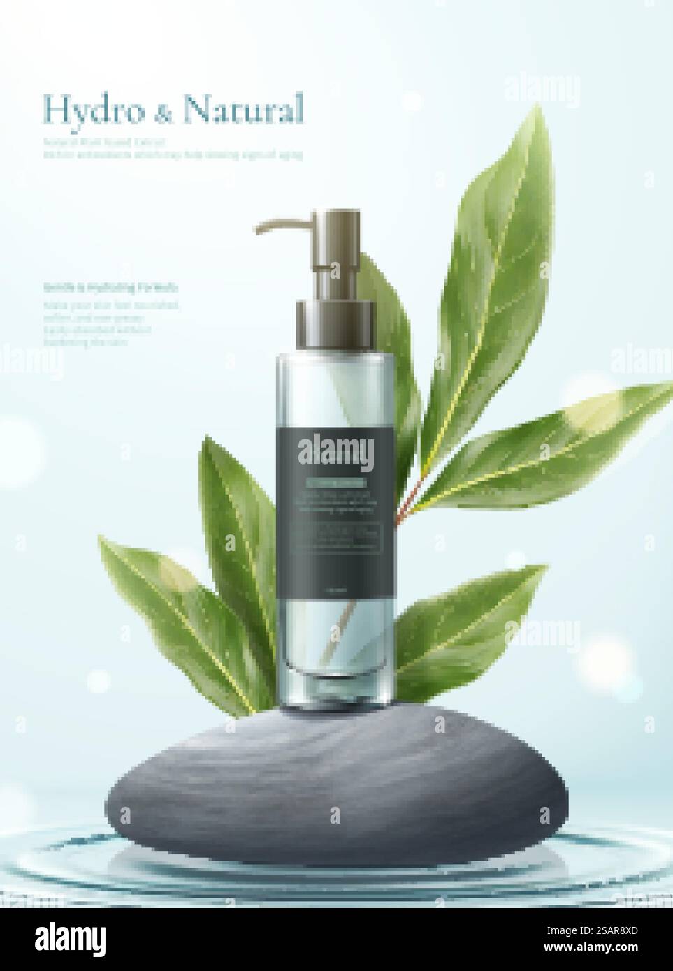 3d illustration of herbal cosmetic ad, simple and natural skincare ...