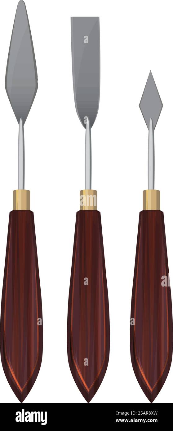 Painting knives set. Cartoon oil painter tools isolated on white ...