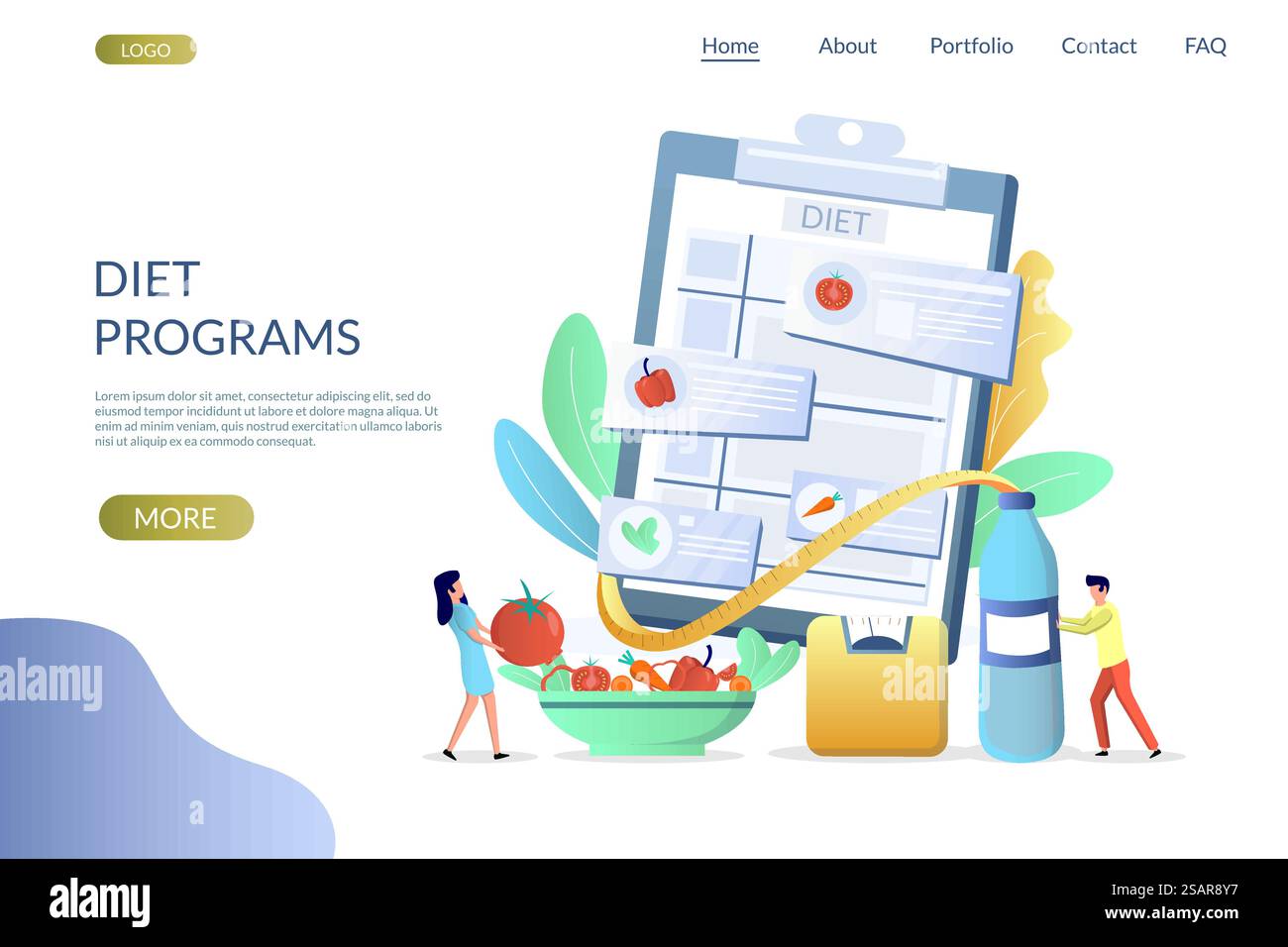 Diet programs vector website template, web page and landing page design ...