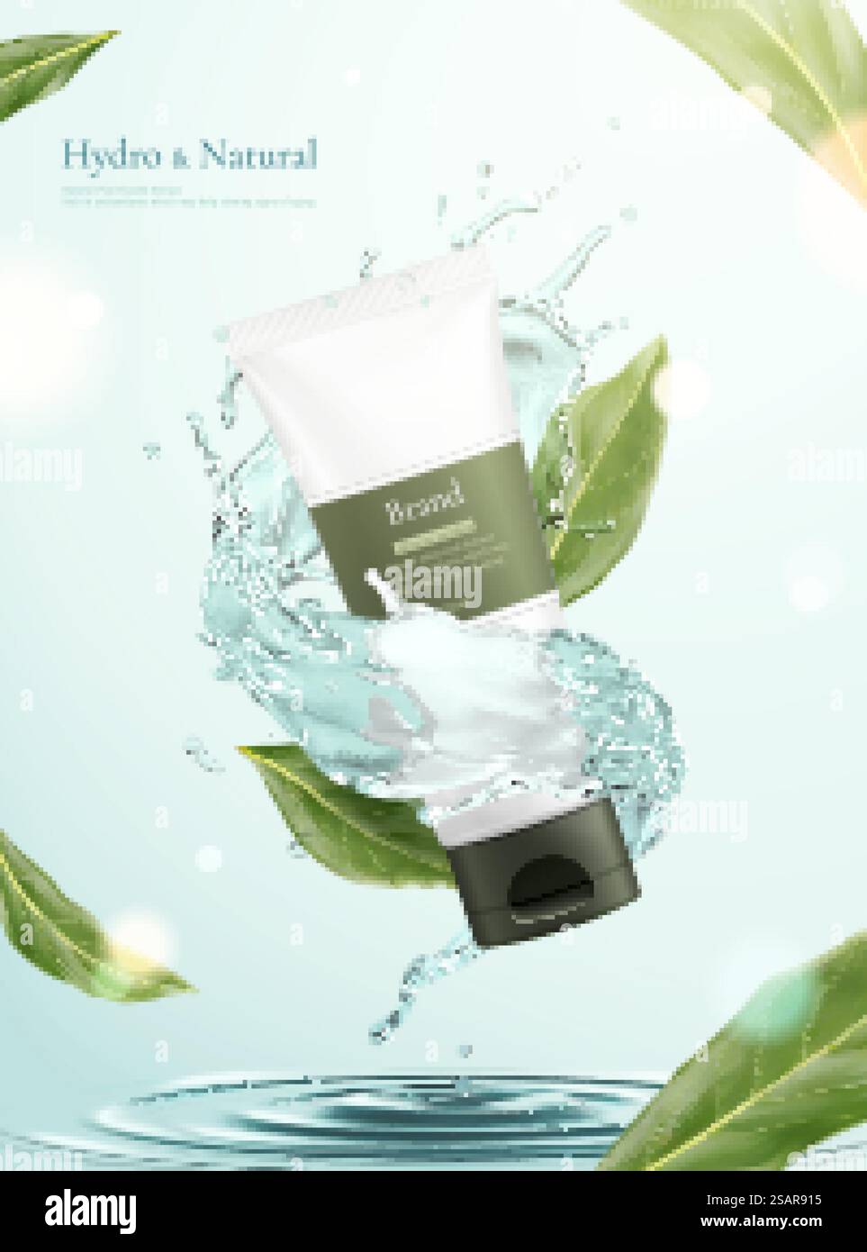 3d illustration of herbal cosmetic ad, simple and natural skincare ...