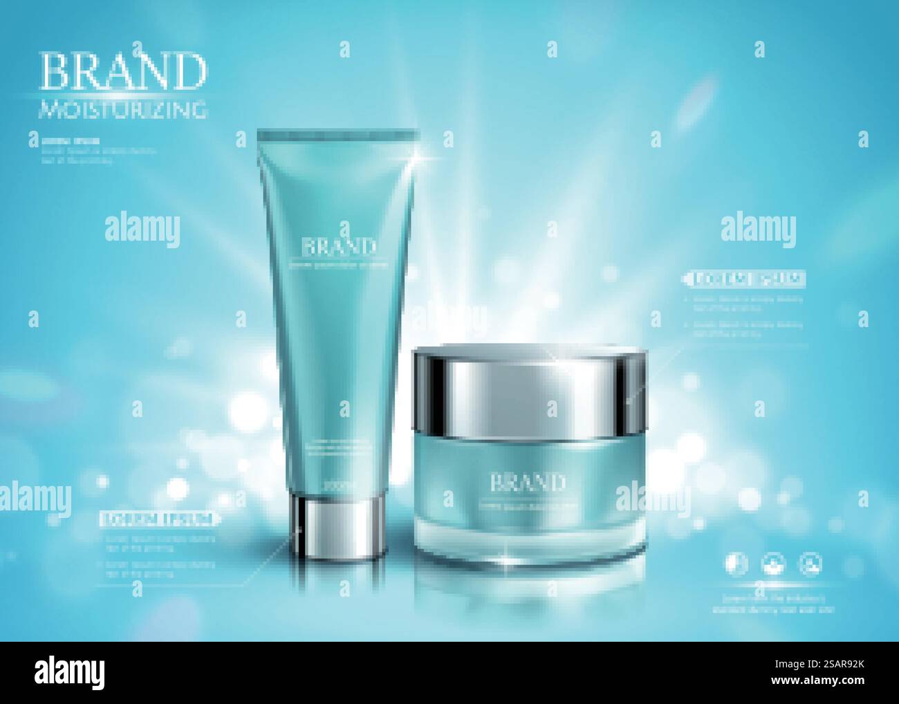 Moisture blue cosmetic set ads with shimmering effect in 3d ...