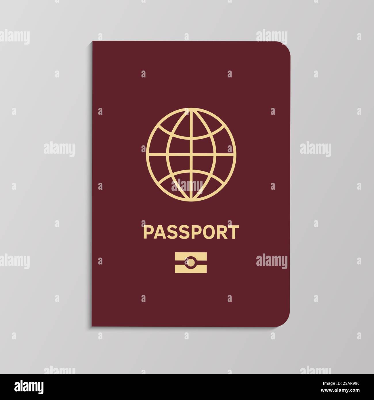 International biometric passport cover template. ID with gold map on ...
