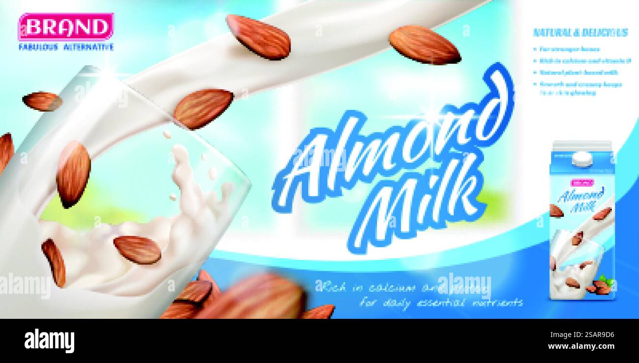 Nutritious almond milk banner ads Stock Vector Image & Art - Alamy