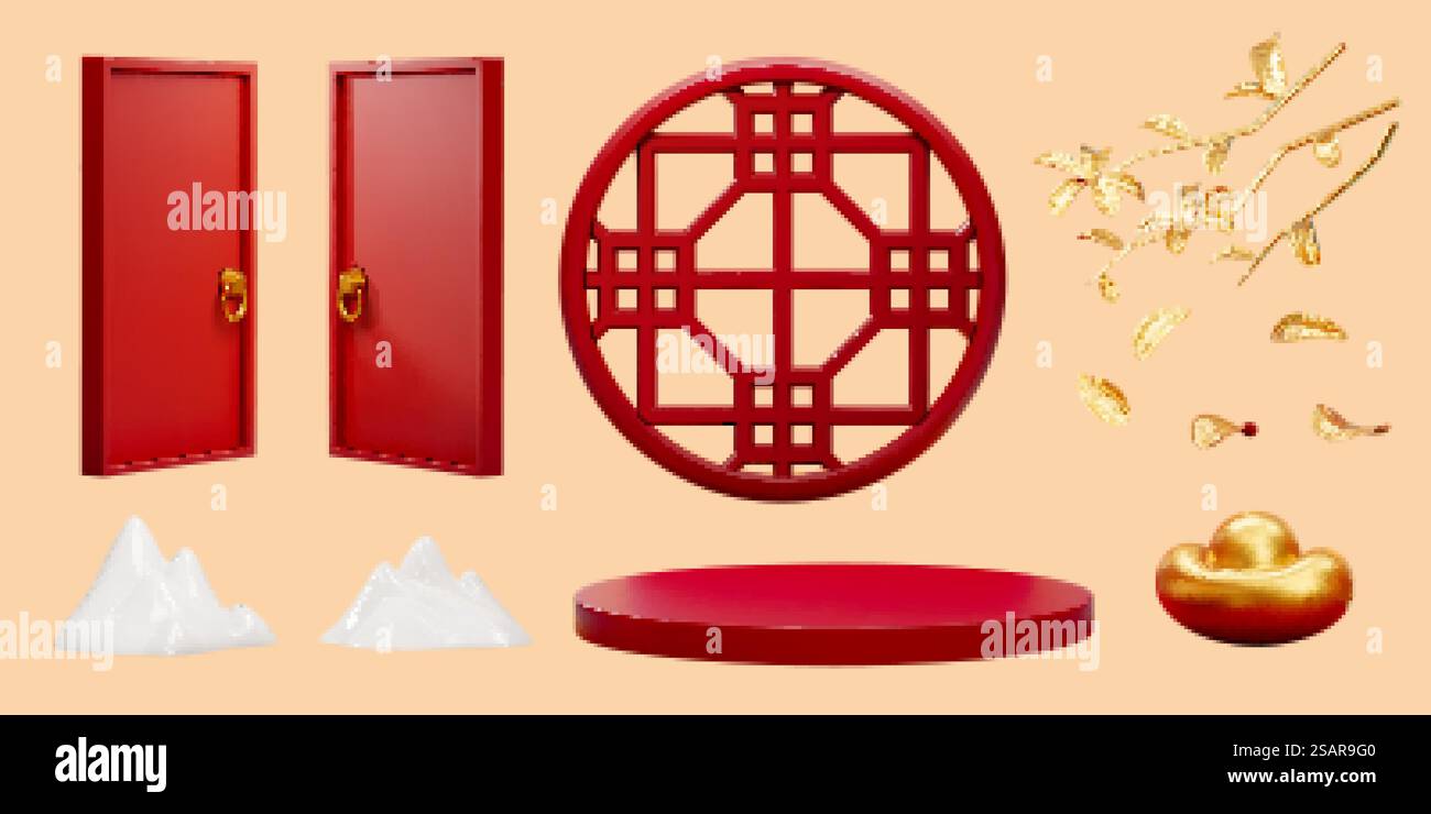 Asian door Stock Vector Images - Alamy