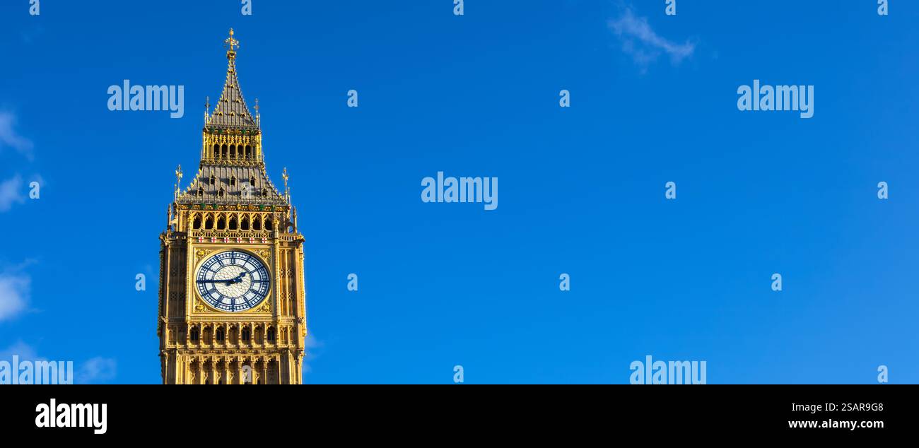 A close-up view of the iconic clock tower in London, known as Big Ben ...