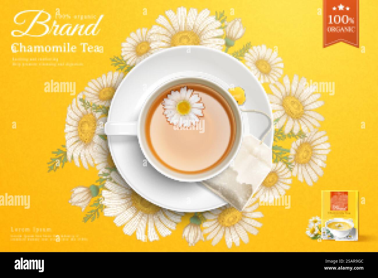 Refreshing chamomile tea ads Stock Vector Image & Art - Alamy