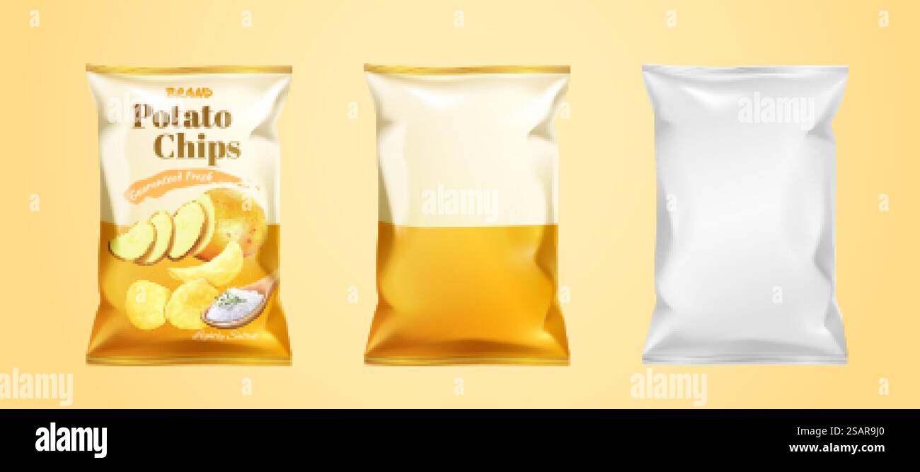 Potato chips package design Stock Vector Image & Art - Alamy