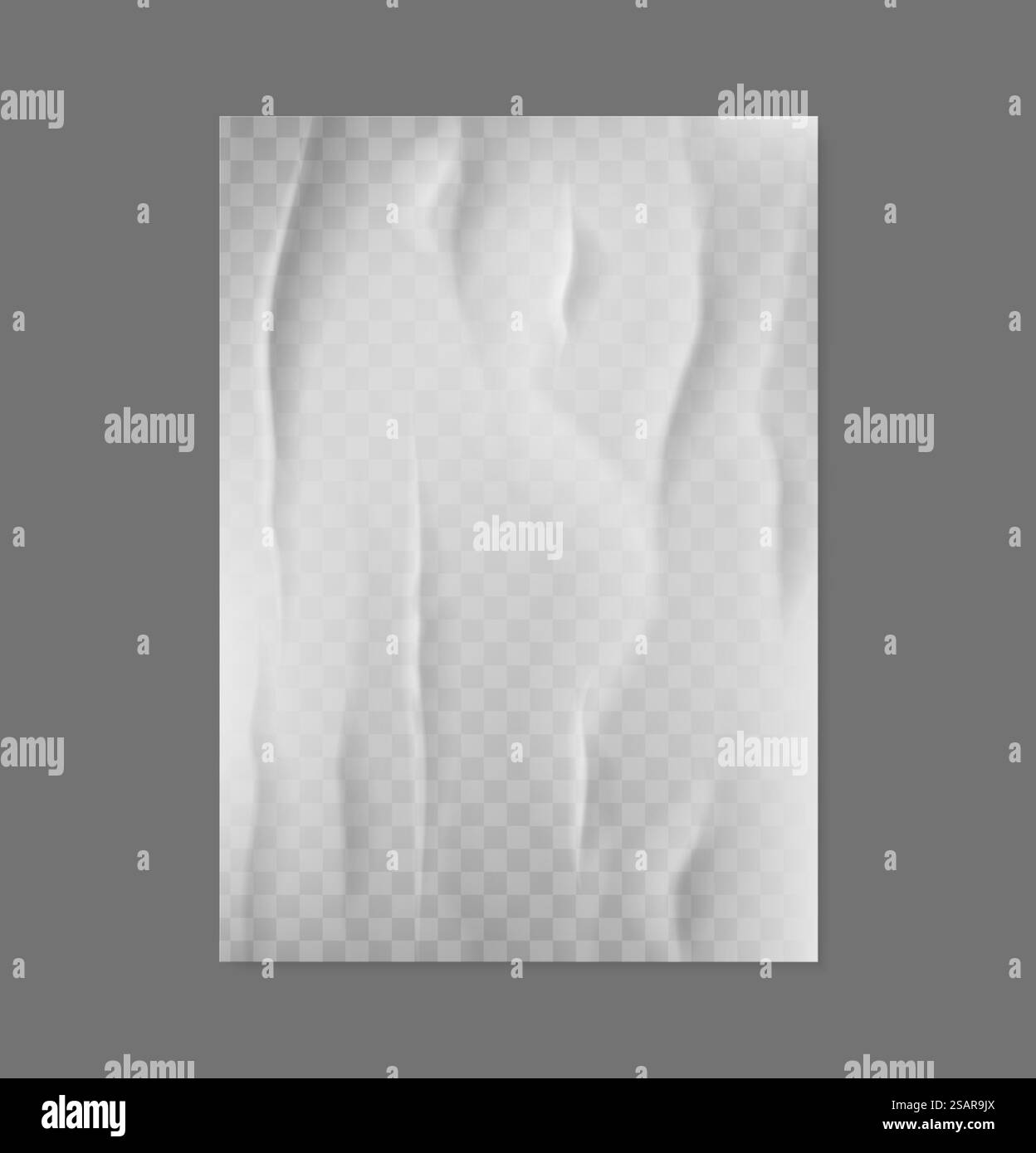 Glued paper. Realistic blank creased poster. 3D white crumpled page ...