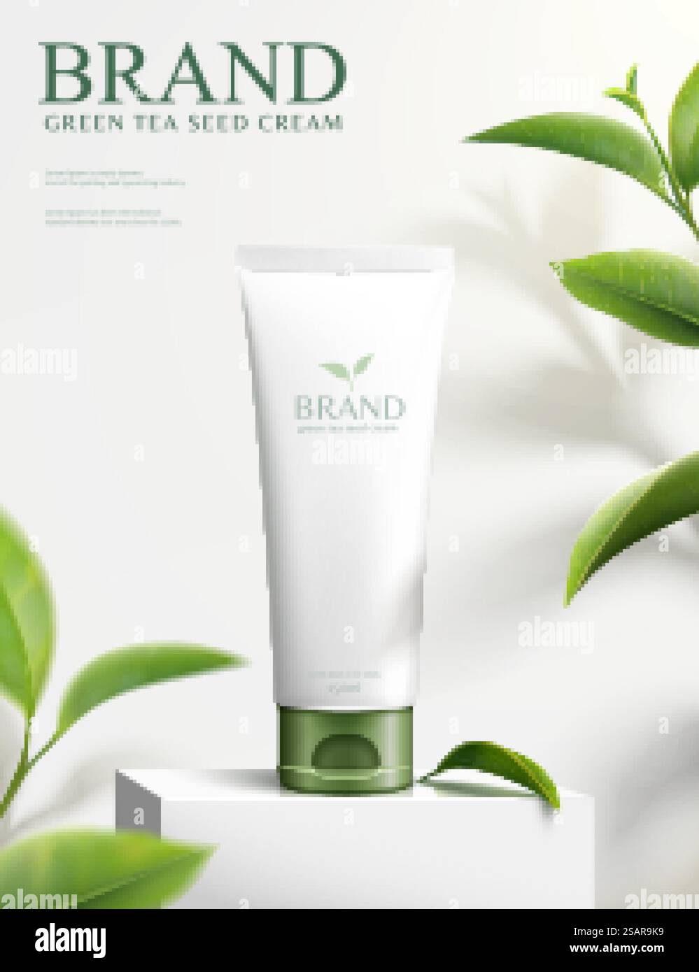 Cosmetic cream on green Stock Vector Images - Alamy