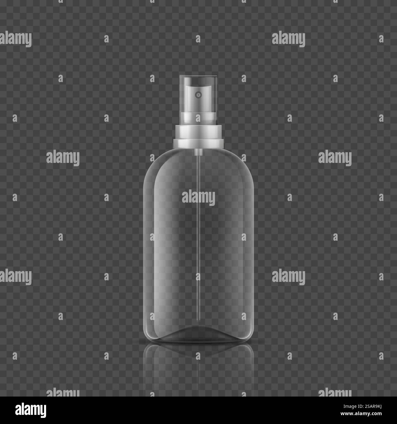 Spray bottle. Realistic empty package, 3D tube from glass or plastic ...
