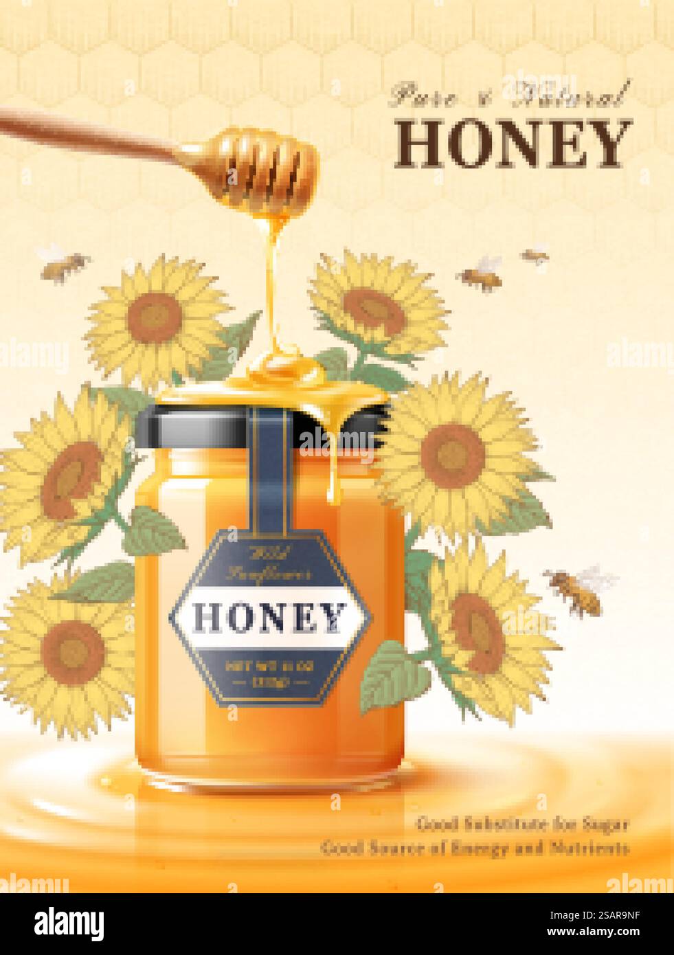 Natural honey ad banner Stock Vector Image & Art - Alamy