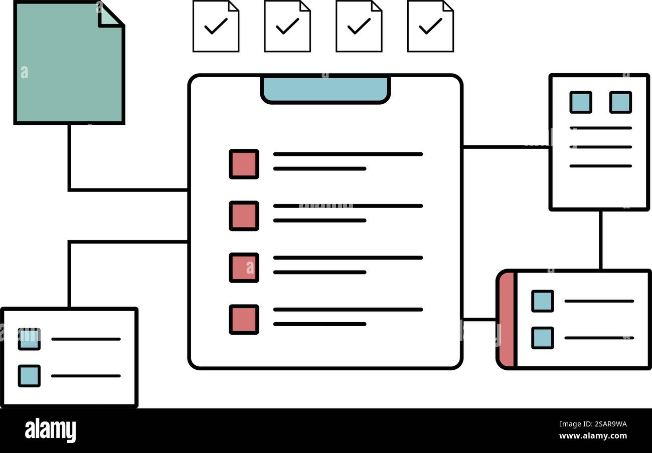 Planning organize projects concept, outline fill minimal style. vector ...