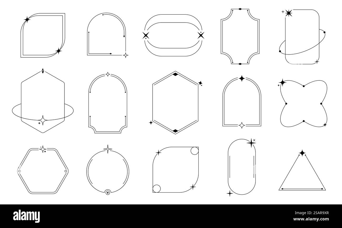 Minimal line frames. Simple geometric outline borders, minimal ...
