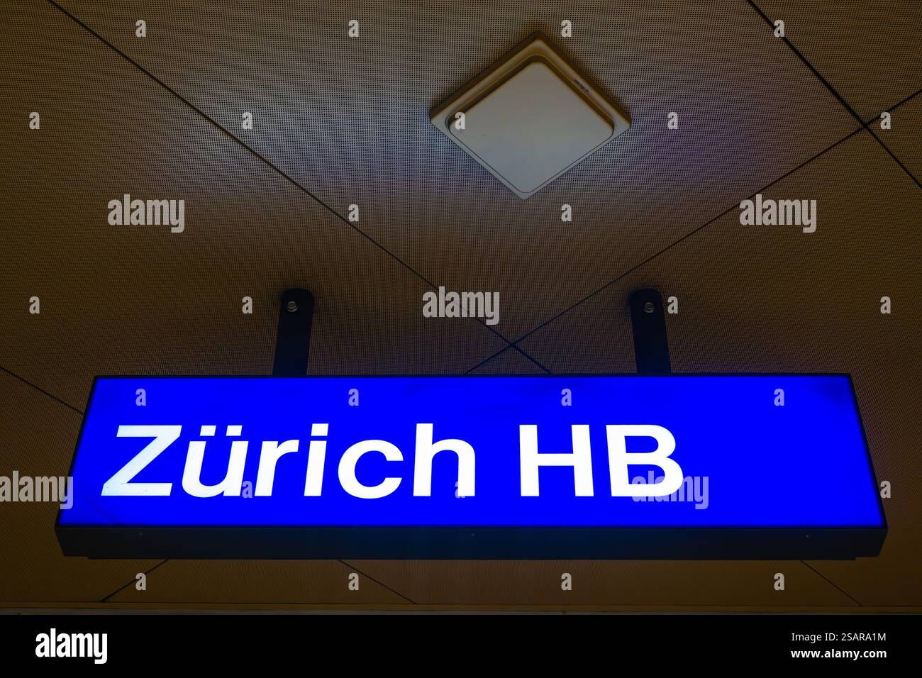 Zurich, Switzerland - December 4, 2024: Sign displaying Zurich HB, main ...