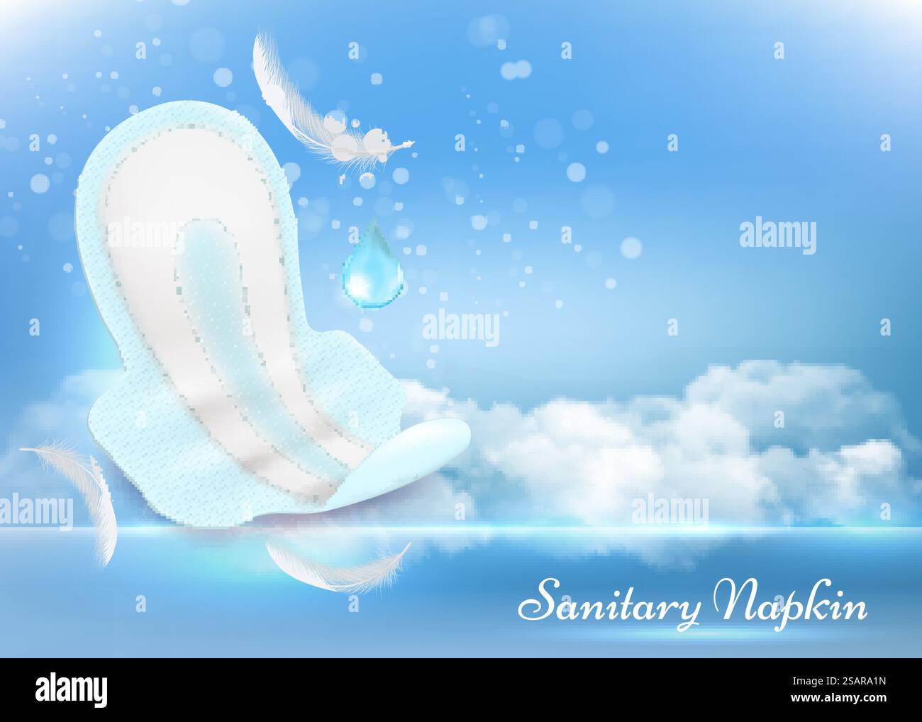 Thin and light natural sanitary napkins with wings vector advertising ...